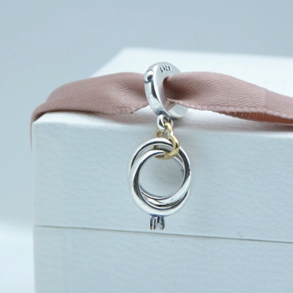 Pandora | Jewelry | Pandora Twotone Wedding Rings Dangle Charm | Poshmark